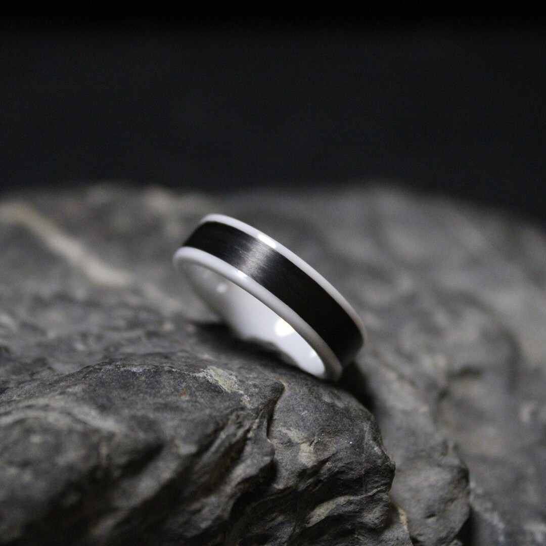 Handmade Titanium Carbide Ceramic Ring With Carbon Fiber Inlay ...