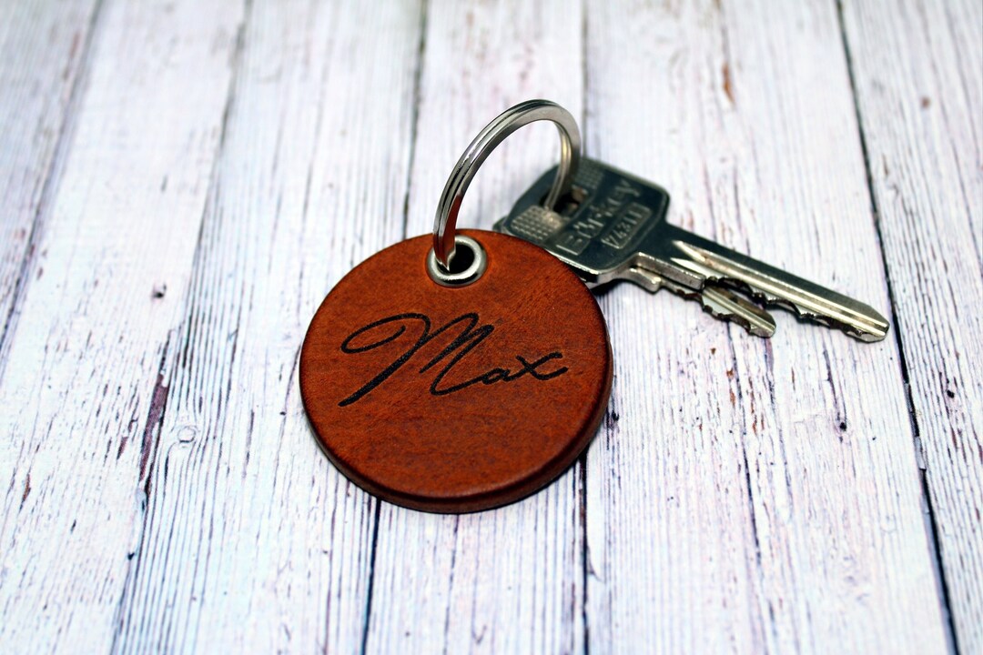 Leather Keychain With Name, Genuine Leather, Customizable, Personalized ...
