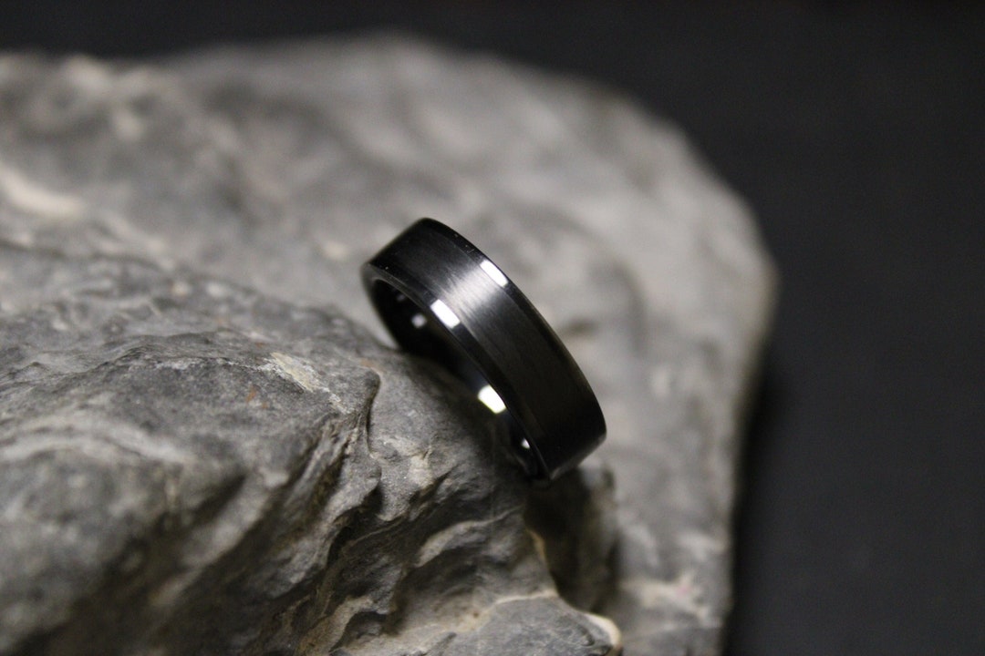 Handmade Titanium Carbide Ceramic Ring With Carbon Fiber Inlay - Etsy