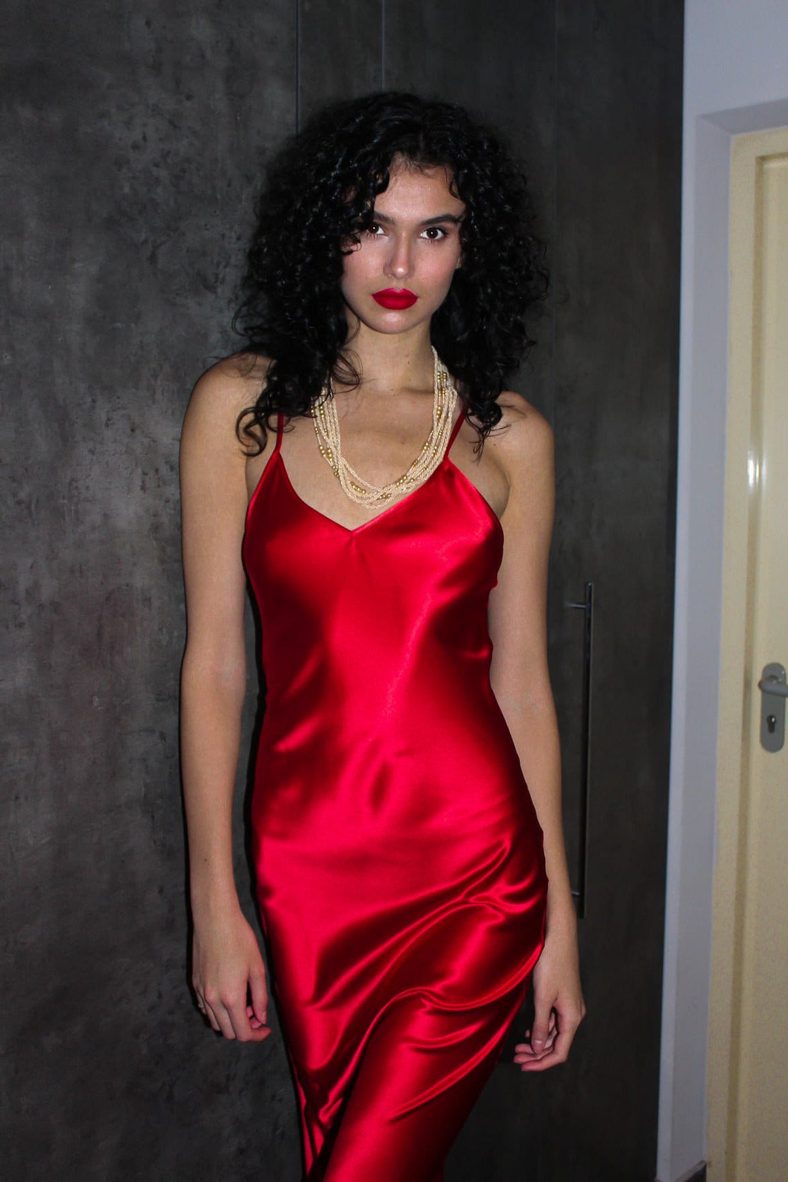 V Neck Silk Slip Dress Midi In Red Samba 100 Silk Dress Red Etsy