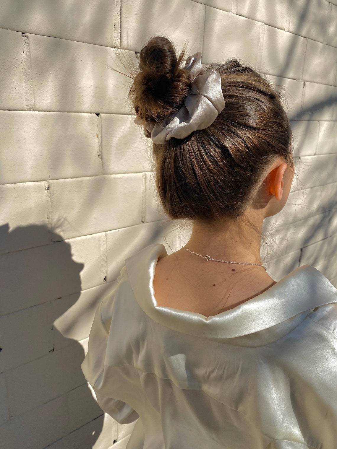 Oyster Silk Scrunchie Pearl Silk Hair Scrunchies Hair | Etsy