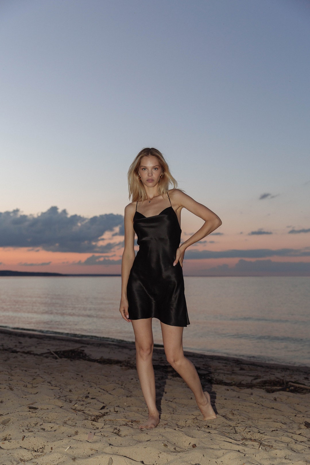 Short Silk Slip Dress Black Mini Slip Dress 100 Silk Cami Etsy