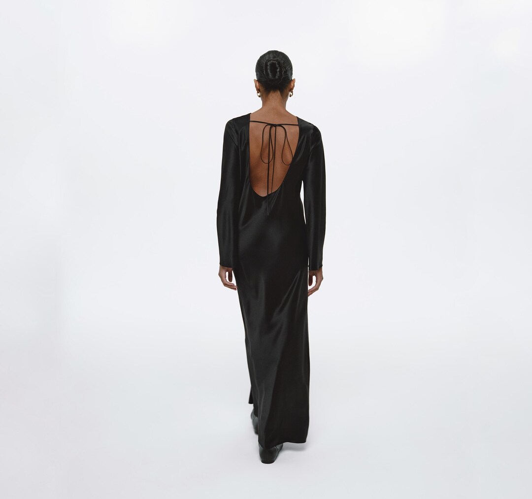 Backless Pure 100% Silk Dress, Gothic Bias Cut Maxi Dress, Bohemian ...