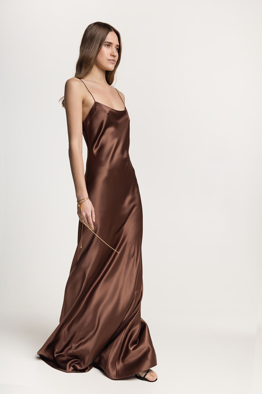 Bias Cut 100% Silk Satin Maxi Dress - Long Floor Length Cami Silk Gown ...