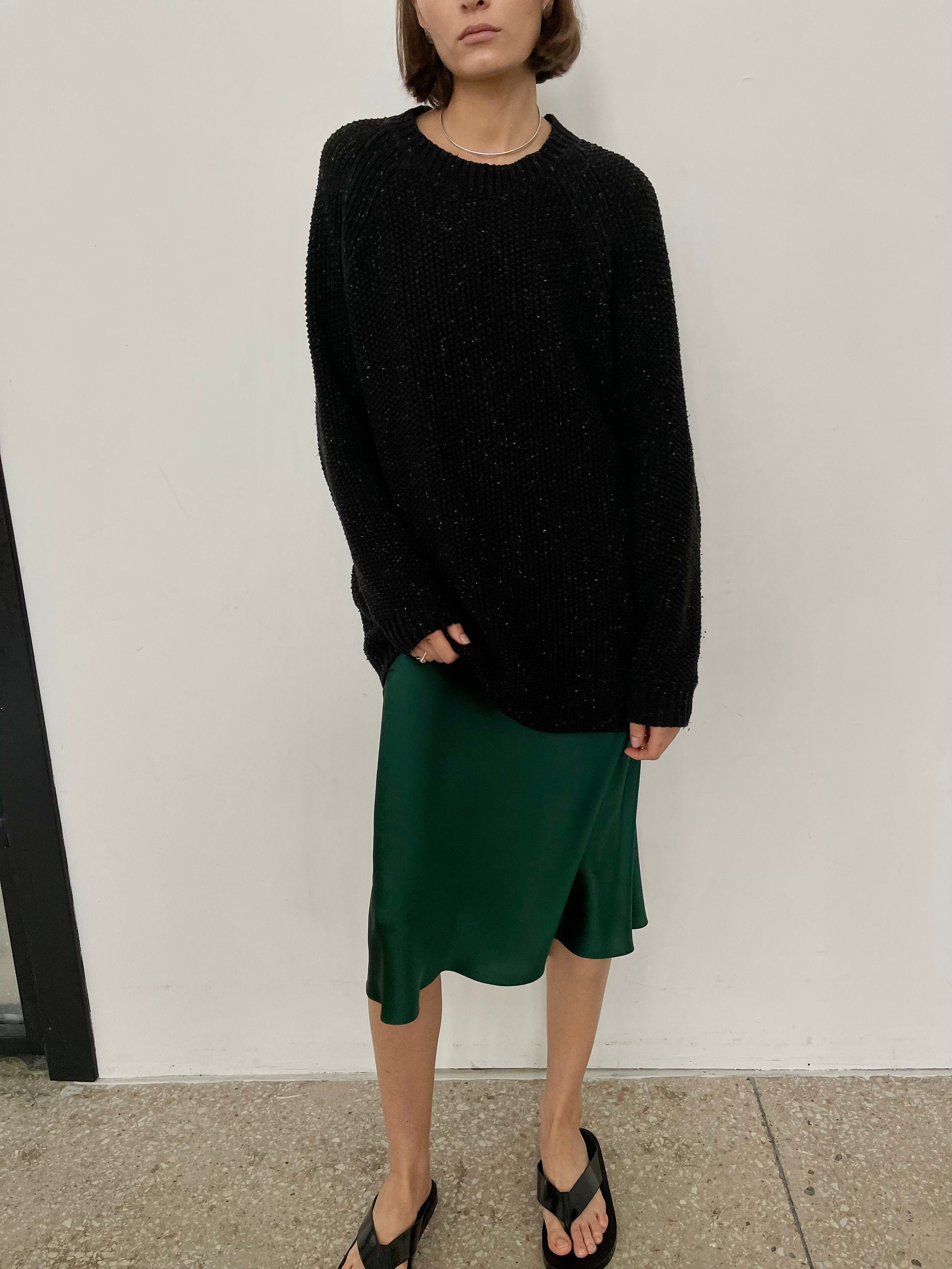 100% Silk Emerald Green Silk Slip Skirt Midi Green Skirt Pure | Etsy