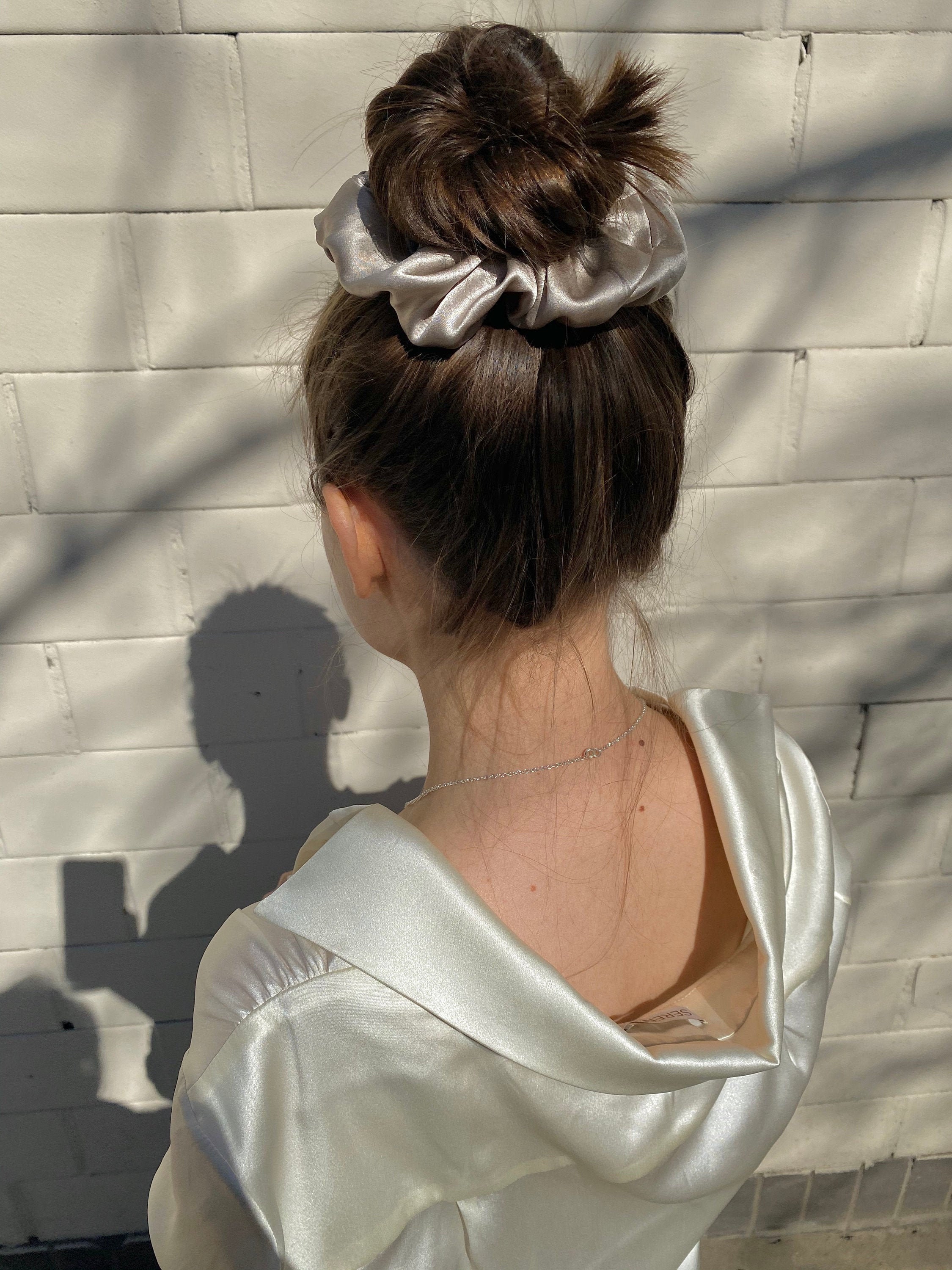 Oyster silk Scrunchie Pearl silk hair scrunchies hair | Etsy