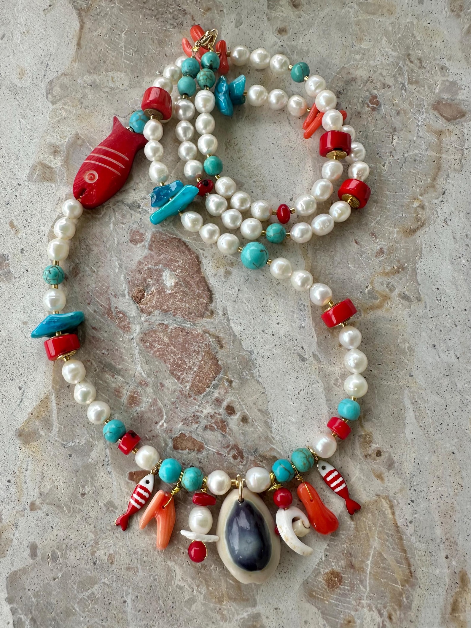 Greek Islander Red Coral Necklace - Etsy