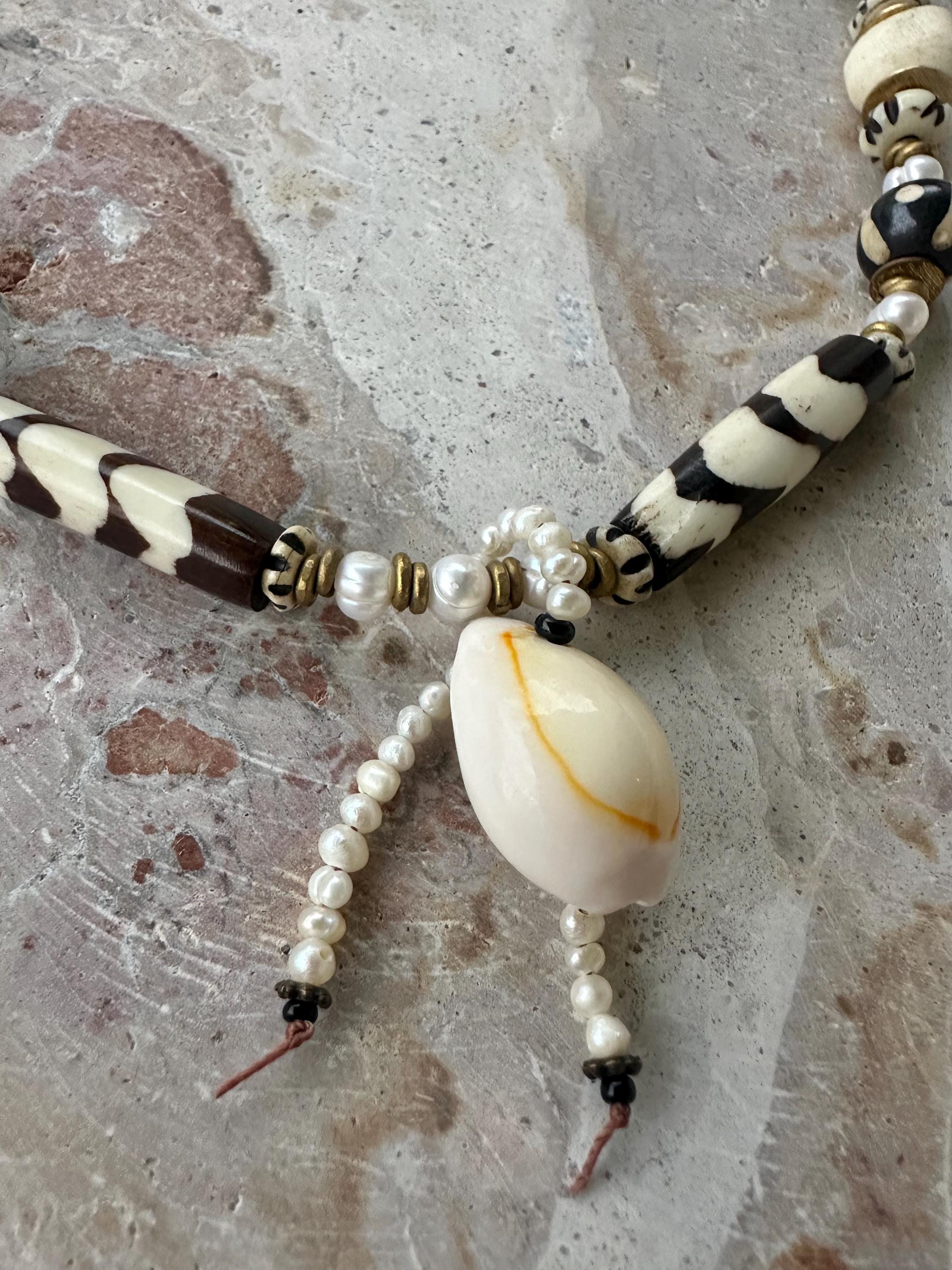 African Cowrie Tribal Shell Necklace - Etsy