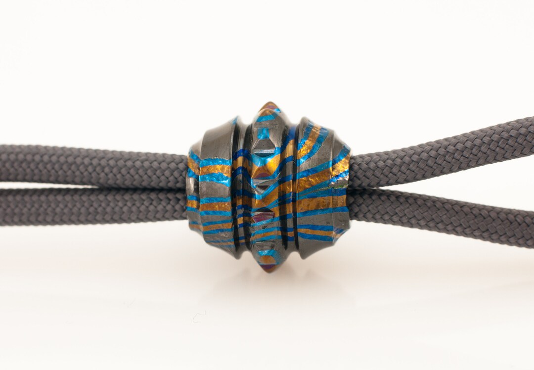 Zircuti Dark Timascus Handmade Paracord Lanyard Bead, for EDC Knife ...