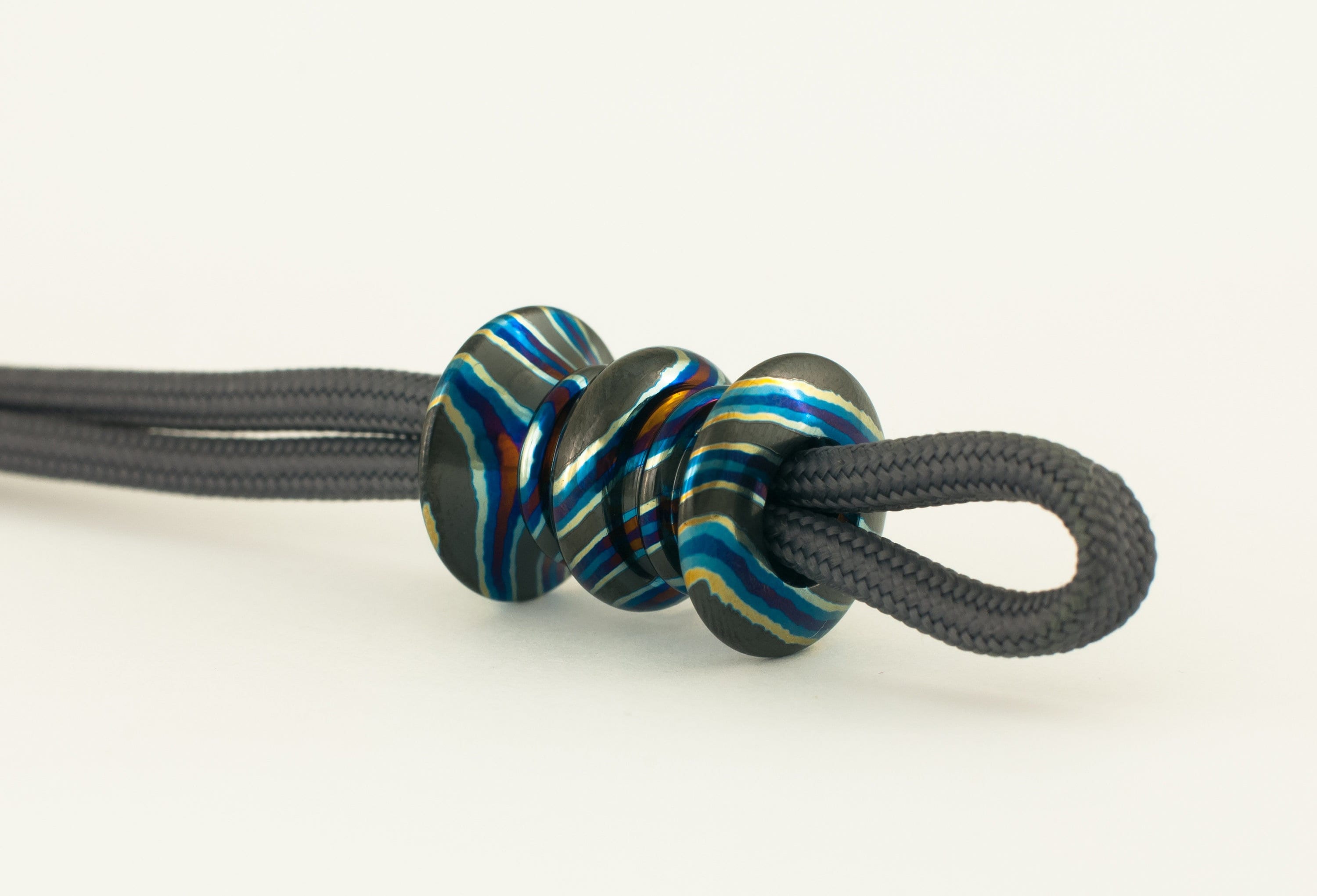 Zircuti Dark Timascus Handmade EDC Bracelet Paracord Knife Lanyard Bead ...