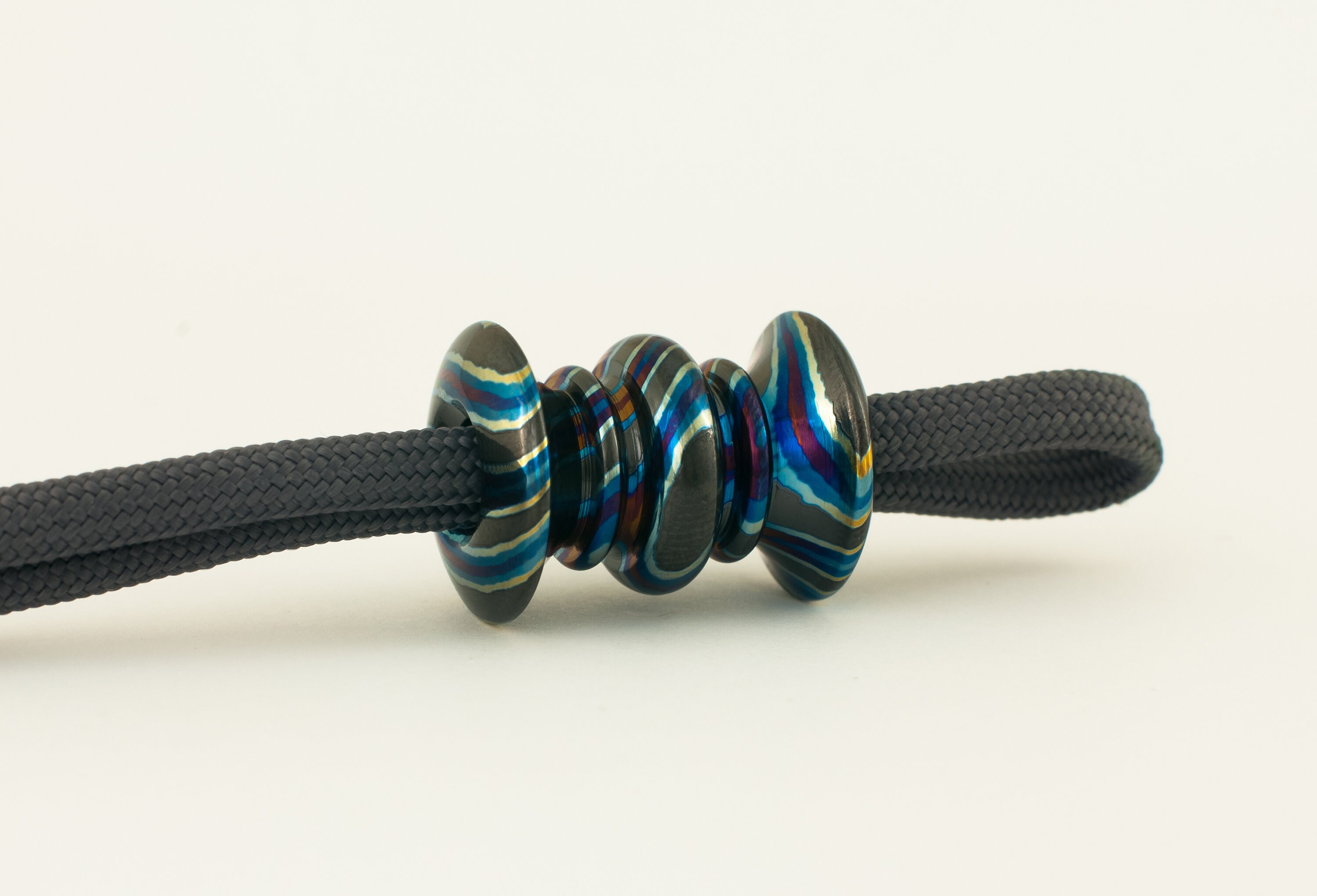 Zircuti Dark Timascus Handmade EDC Bracelet Paracord Knife Lanyard Bead ...