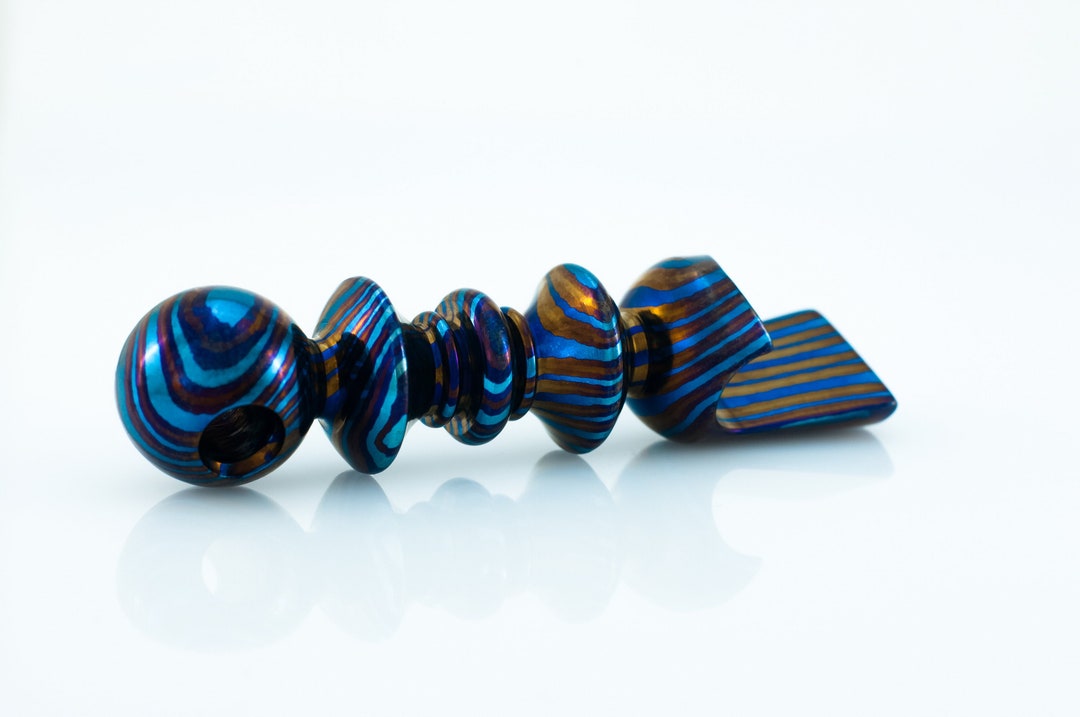 Custom Mokuti Timascus Handmade EDC Keychain Beverage Drink Pry Bottle ...