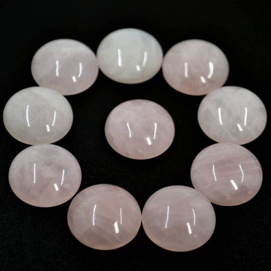 10pcs Natural Rose Quartz Gemstone Round Flatback Cab Cabochon 6mm 8mm ...
