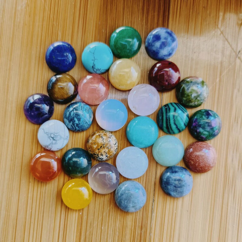 10mm *mixed Lot* 12pcs Gemstone Crystal Round Flatback Cab Cabochon - Etsy