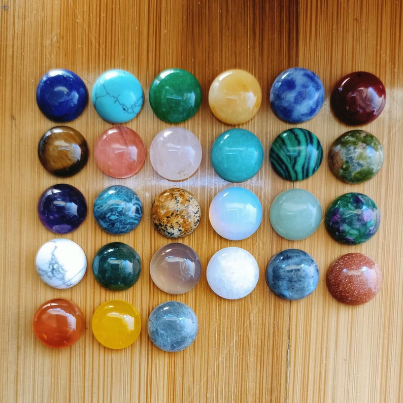 10mm *mixed Lot* 12pcs Gemstone Crystal Round Flatback Cab Cabochon - Etsy