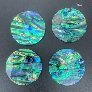 Natural Rainbow Paua Abalone Shell Cabochons: Big Round Flat Gemstone ...