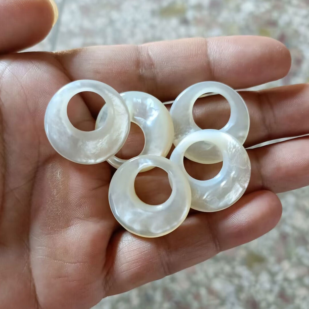 25mm Natural Mother of Pearl Shell Round Donut Gemstone Pendant Beads ...