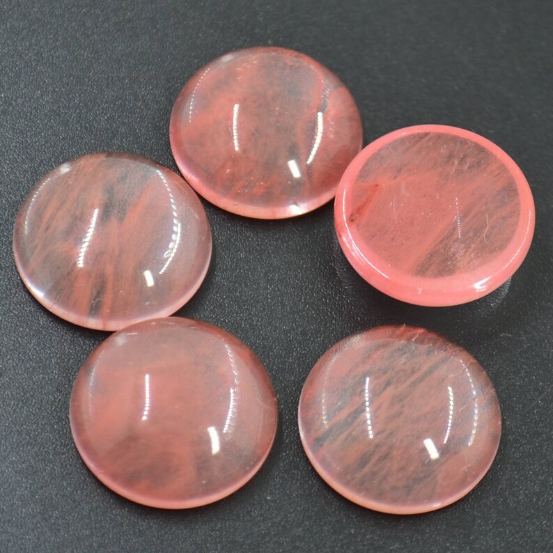 10pcs Synthetic Cherry Quartz Gemstone Round Flatback Cab - Etsy