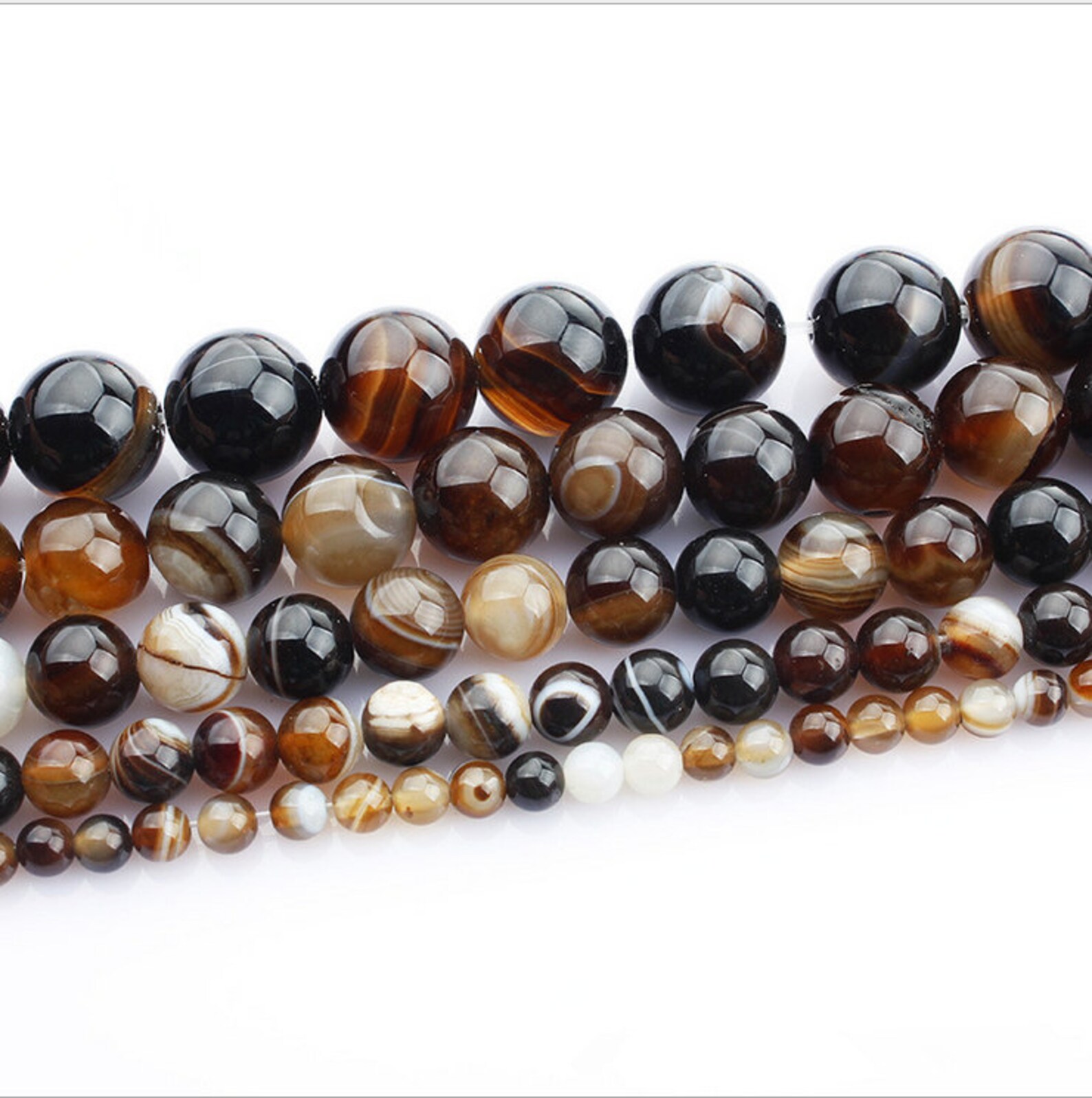 Brown Banded Agate Round Ball Loose Gemstone Beads Strand - Etsy