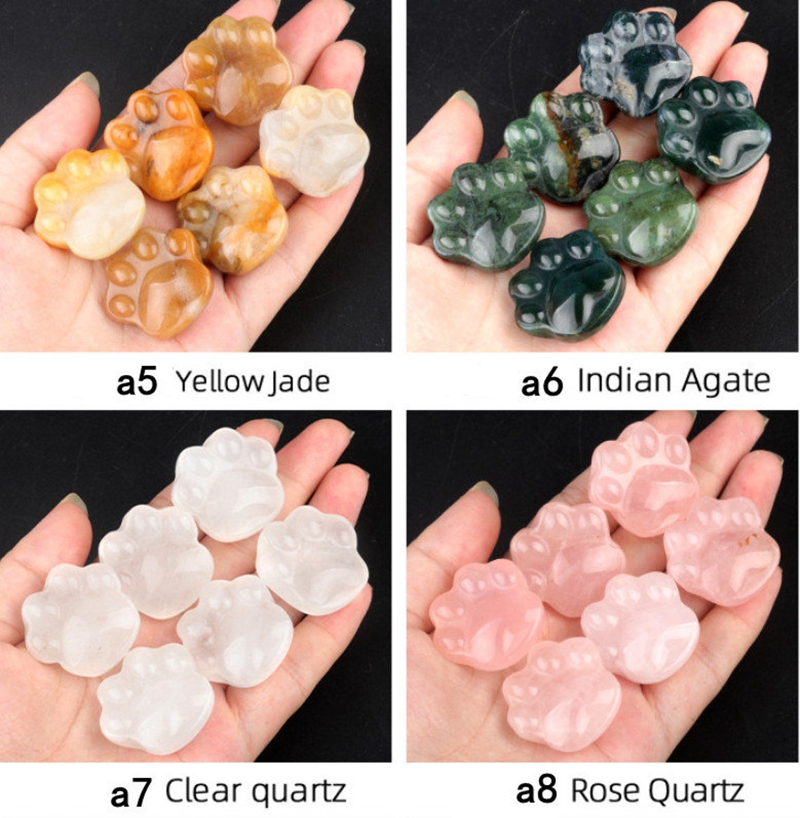 Carved Gemstone Paw: Natural Crystal Bear Cat Paw Undrilled (30mm) - Etsy