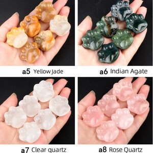 30mm Natural Carved Paw Cute Gemstone Bear's-paw Crystal Cat's Paw Home ...