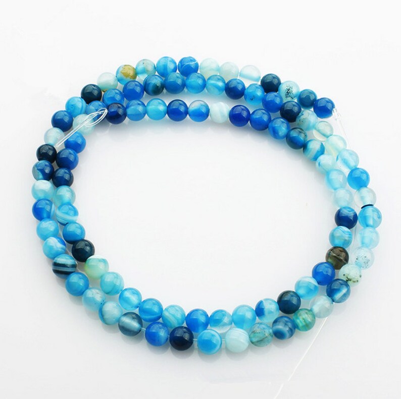 Sky Blue Banded Agate Round Ball Loose Gemstone Beads Strand - Etsy