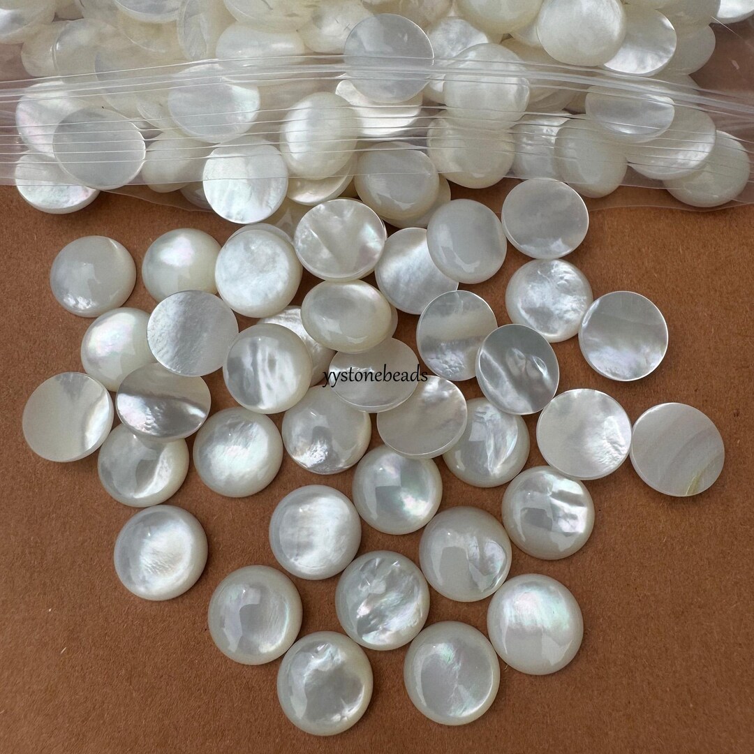 12mm Mother of Pearl Cabochons: Natural White MOP Shell, Jewelry Making ...