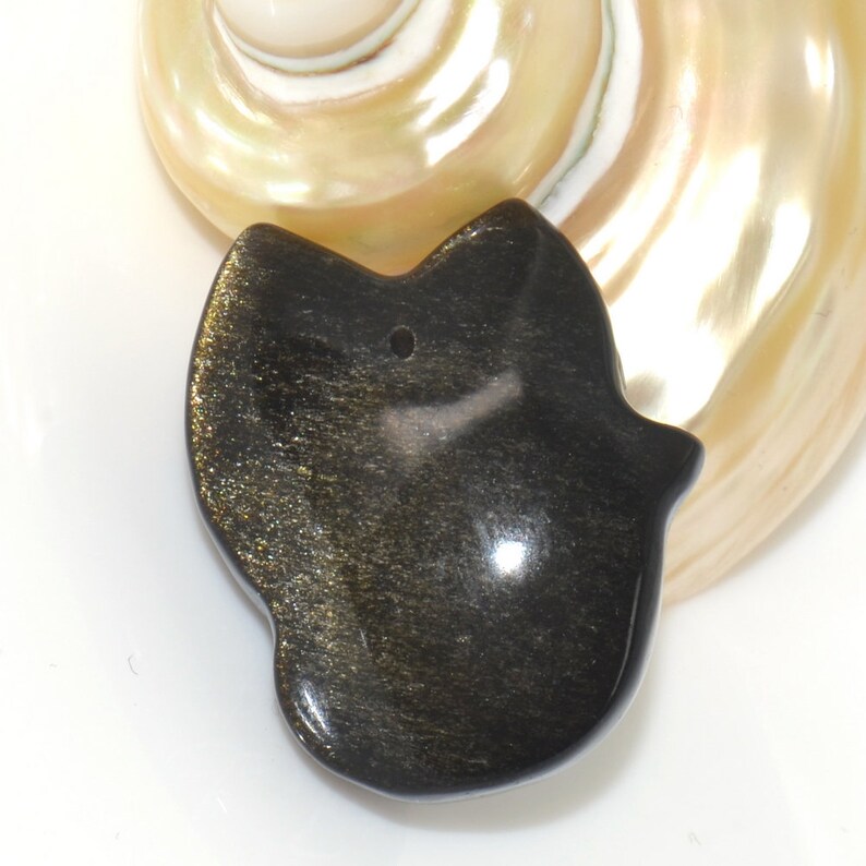 Carved Natural Golden Obsidian Fox Pendant Bead (30mm) - Etsy