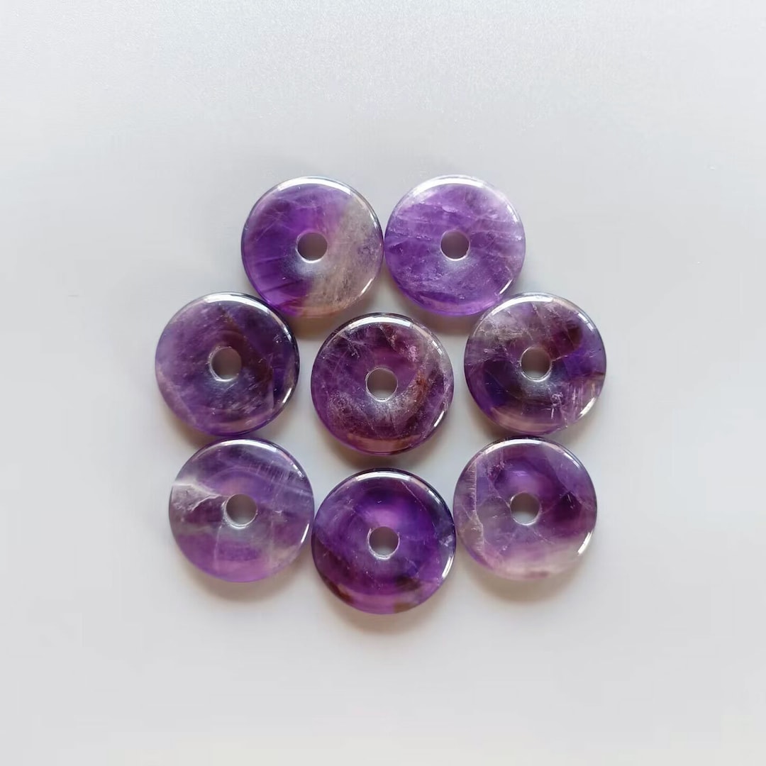 30mm Natural Amethyst Donut Focal Gemstone Pendant Bead - Etsy