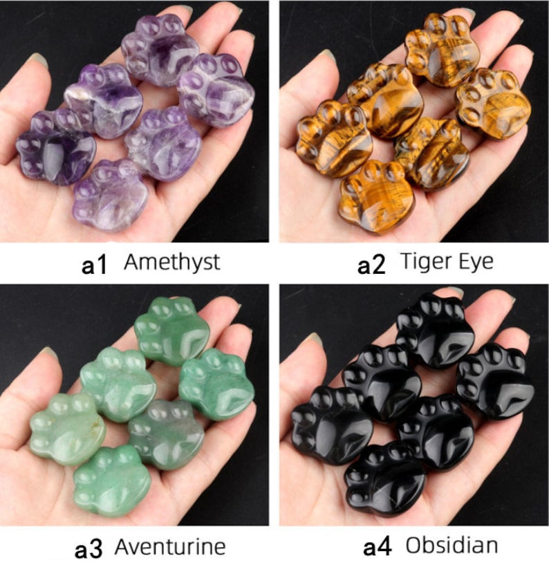 Carved Gemstone Paw: Natural Crystal Bear Cat Paw Undrilled (30mm) - Etsy