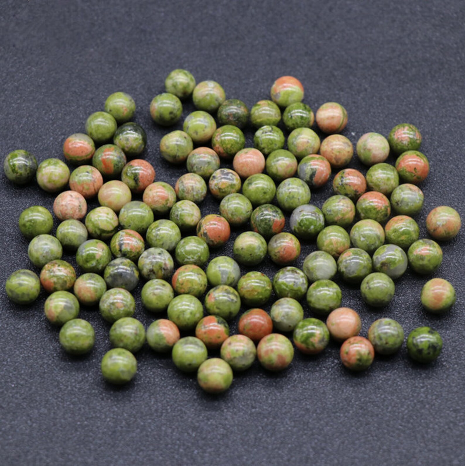 8mm Spheres, Natural Unakite Ball , Chakra Crystal, Chakra Stones ...