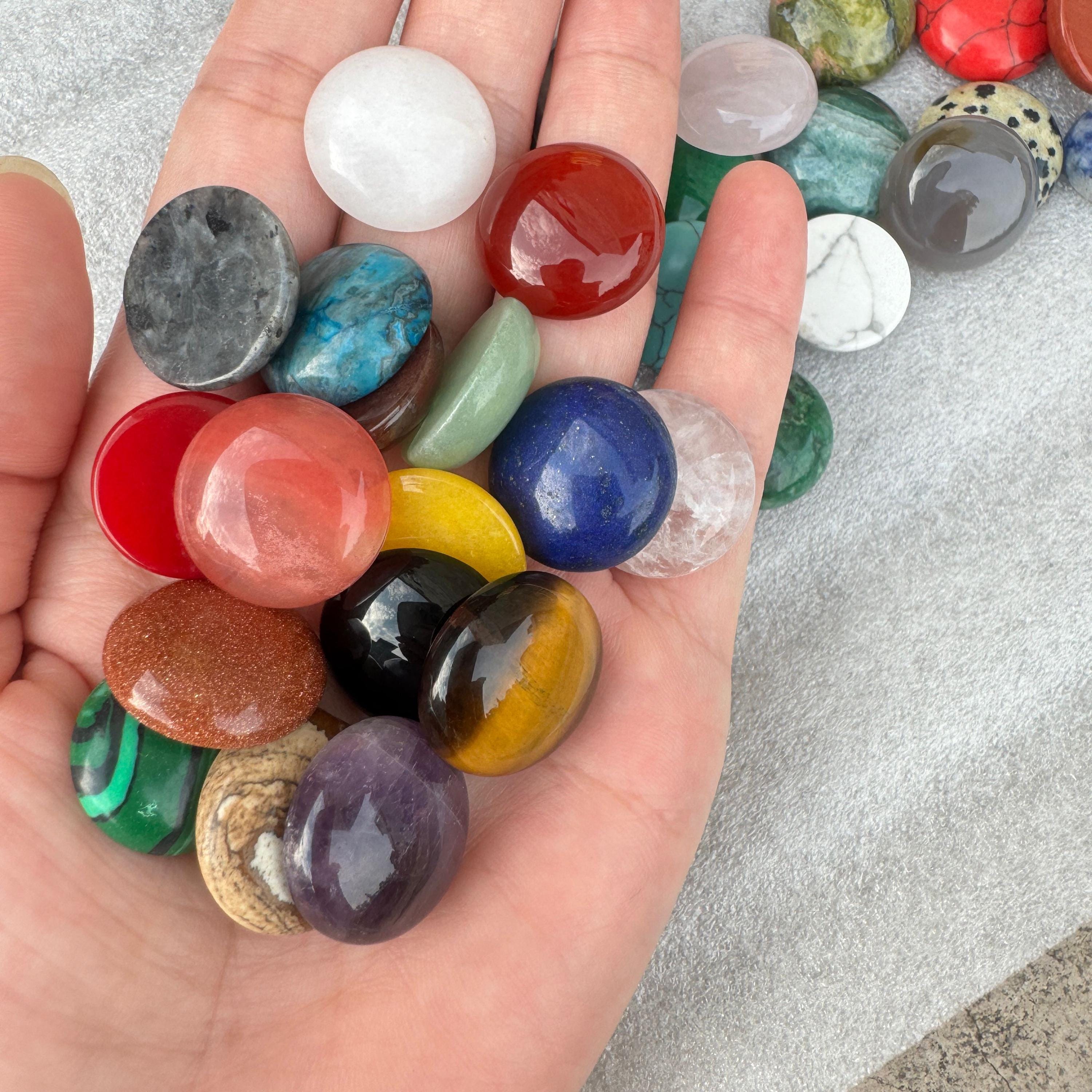 Mixed Gemstone Cabochons: 20mm Round Flatback Crystals - Wholesale Lot ...