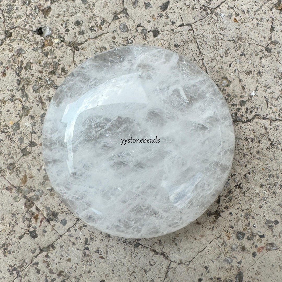 25mm Natural White Clear Quartz Round Cabochon CAB Flatback Semi ...