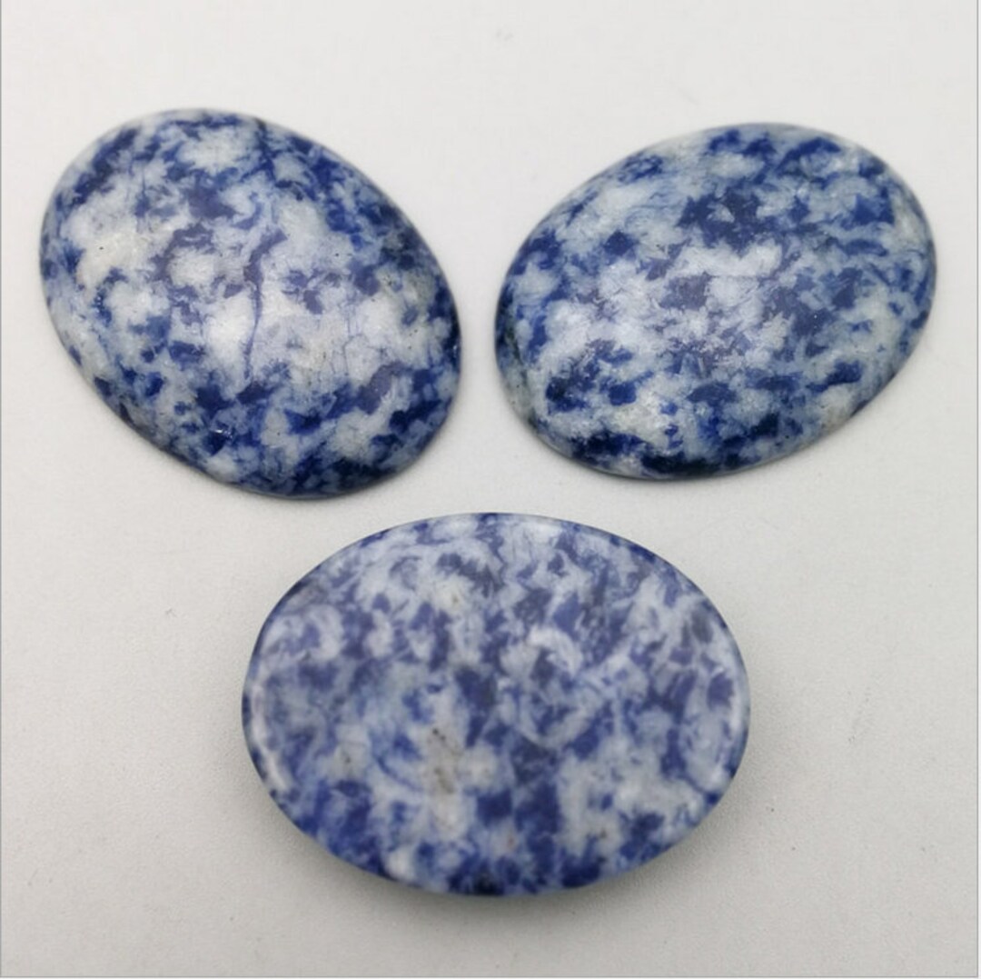 40mm Natural Blue Spot Jasper Oval Flatback Gemstone CAB - Etsy