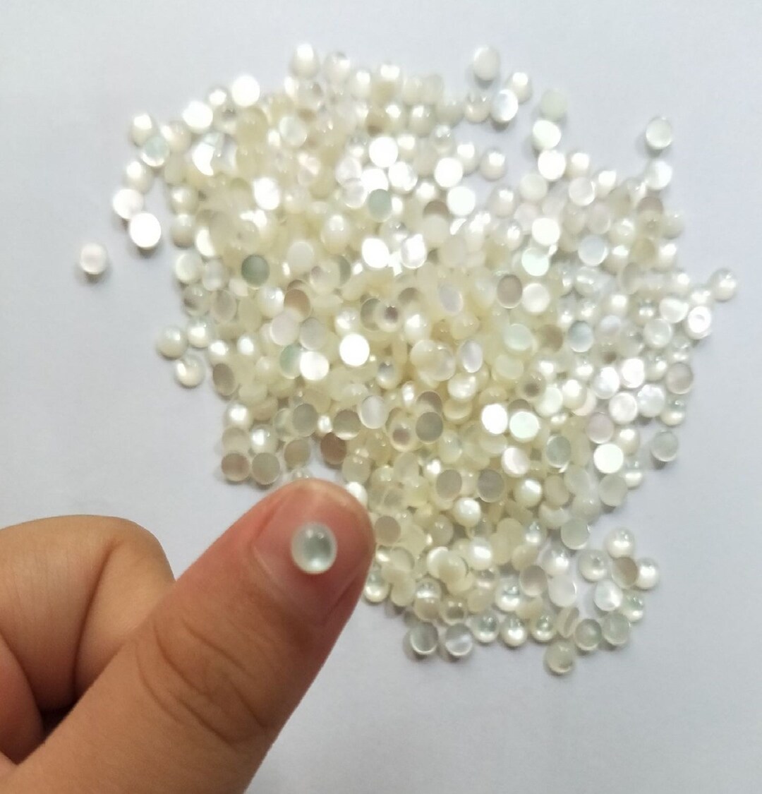 4mm Natural Mother of Pearl MOP Shell Round Flatback Gemstone CAB Small ...
