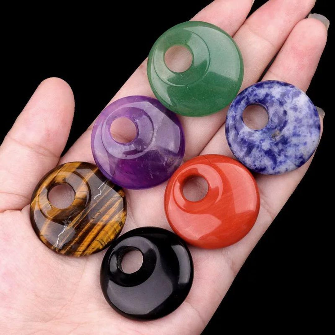 30mm Gemstone Donut Pendant Big Hole Bead - Etsy