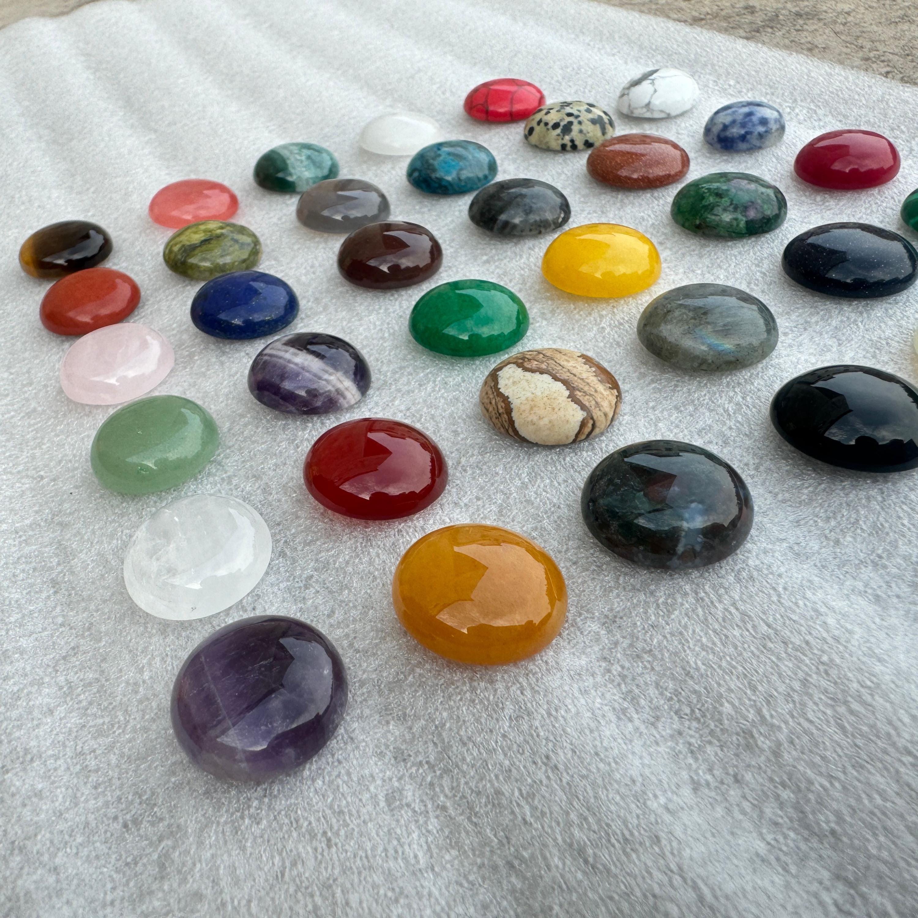 Mixed Gemstone Cabochons: 20mm Round Flatback Crystals - Wholesale Lot ...