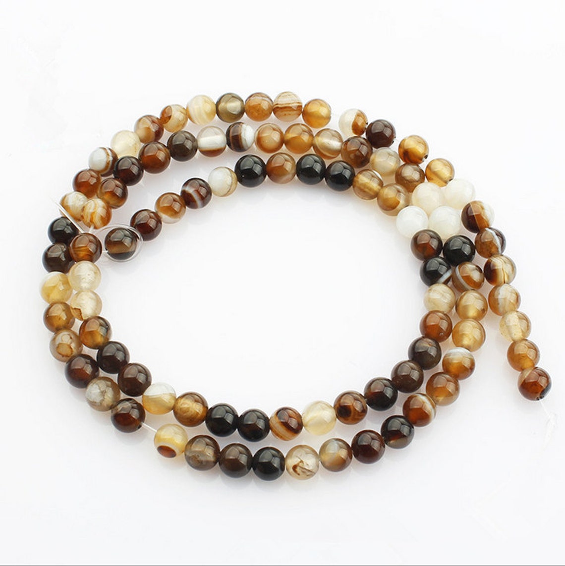 Brown Banded Agate Round Ball Loose Gemstone Beads Strand - Etsy