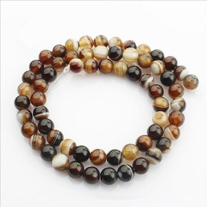 Brown Banded Agate Round Ball Loose Gemstone Beads Strand - Etsy