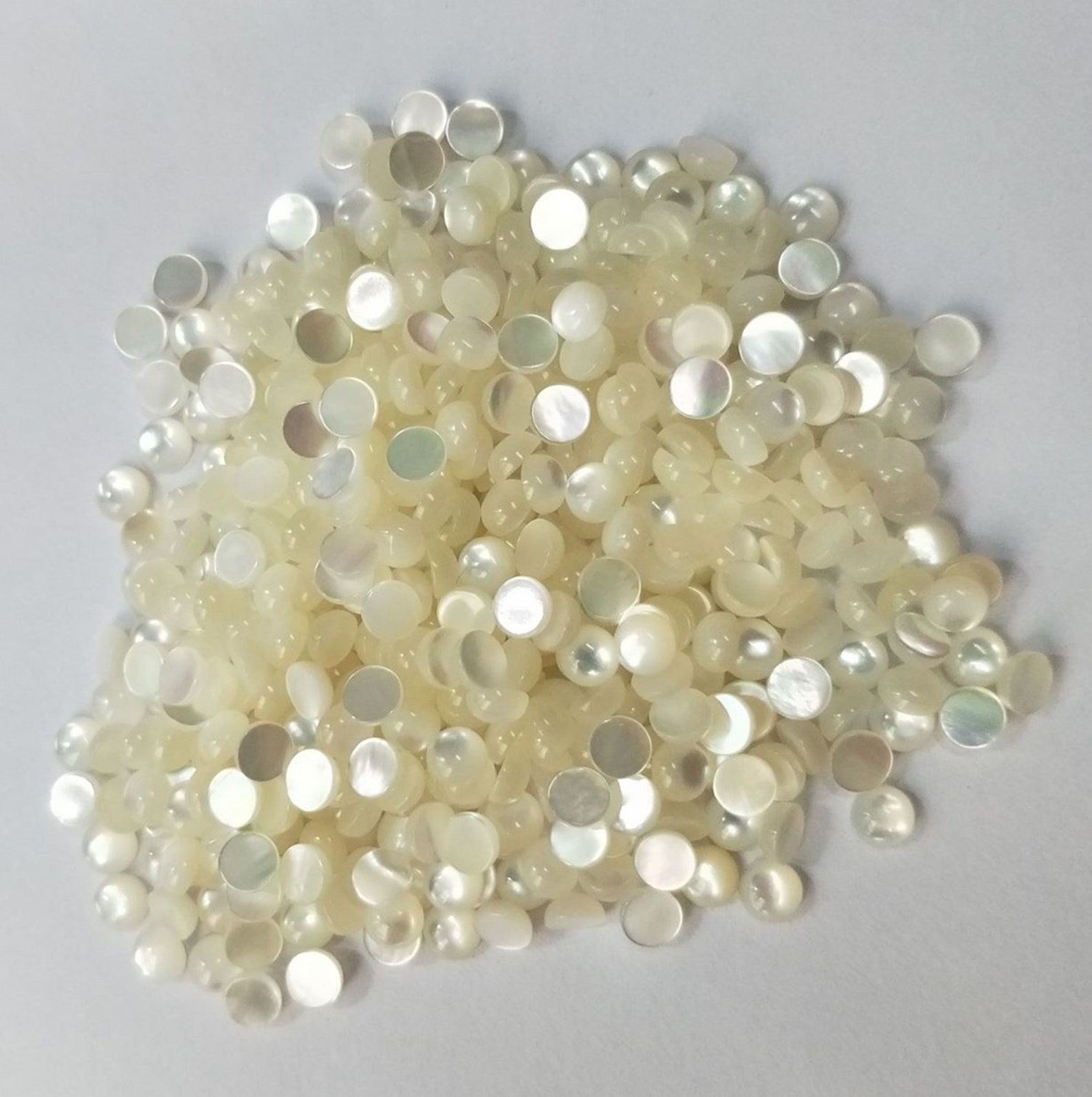 4mm Natural Mother of Pearl MOP Shell Round Flatback Gemstone CAB Small ...