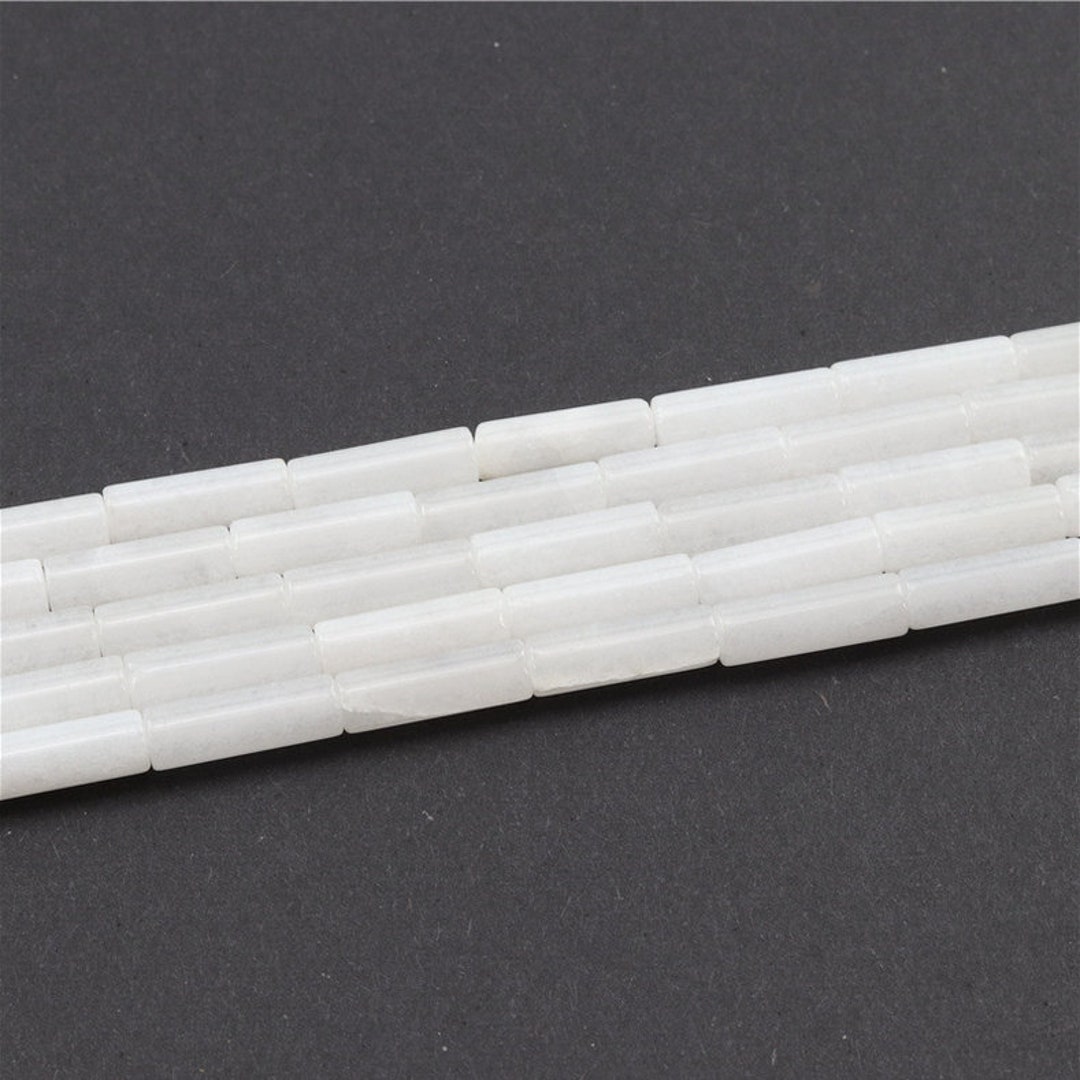13mm Natural White Jade Tube Cylinder Gemstone Loose Beads Strand 16 ...