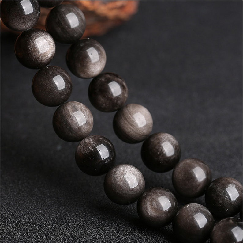 Natural A Grade Silver Obsidian Round Loose Gemstone DIY Beads - Etsy