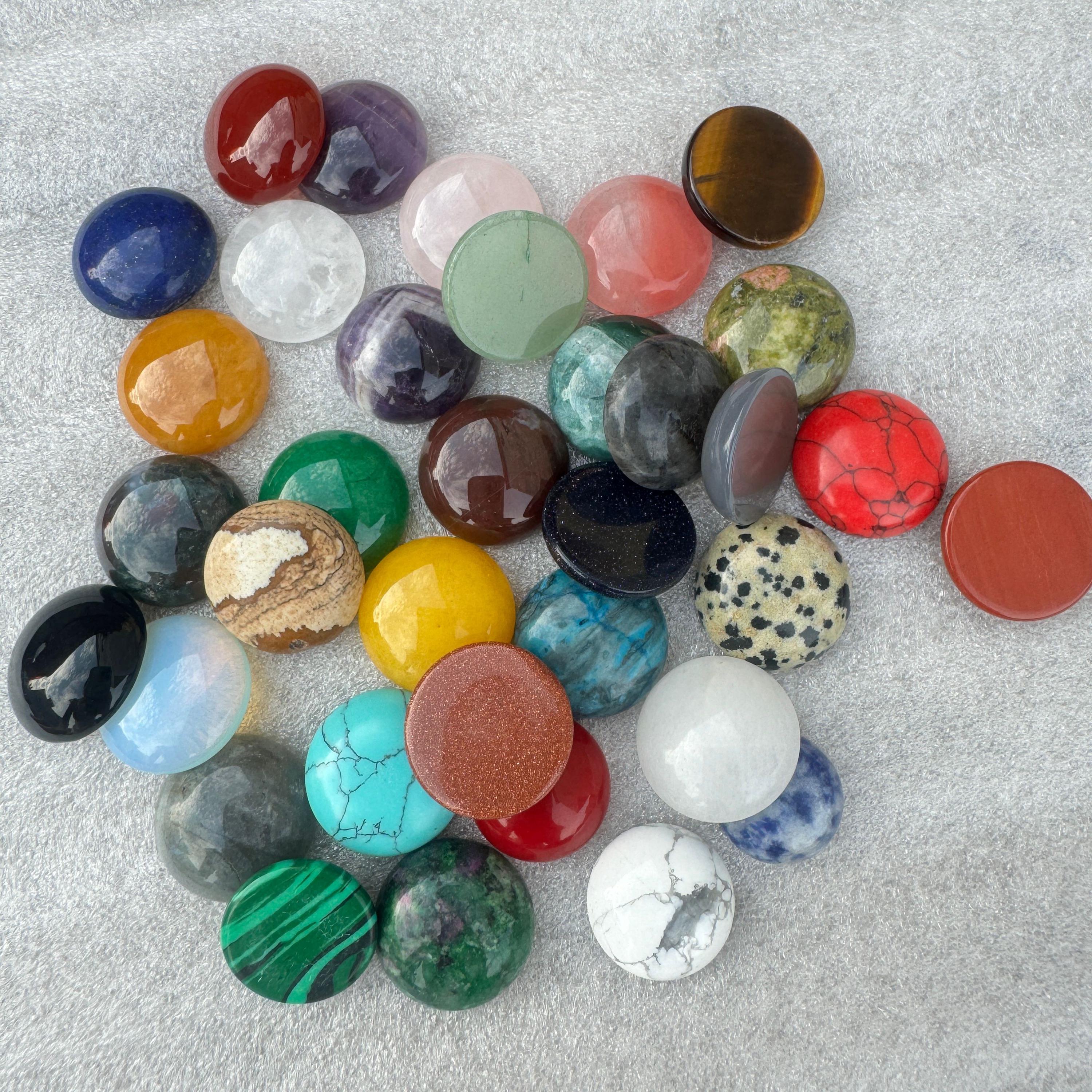 Mixed Gemstone Cabochons: 20mm Round Flatback Crystals - Wholesale Lot ...