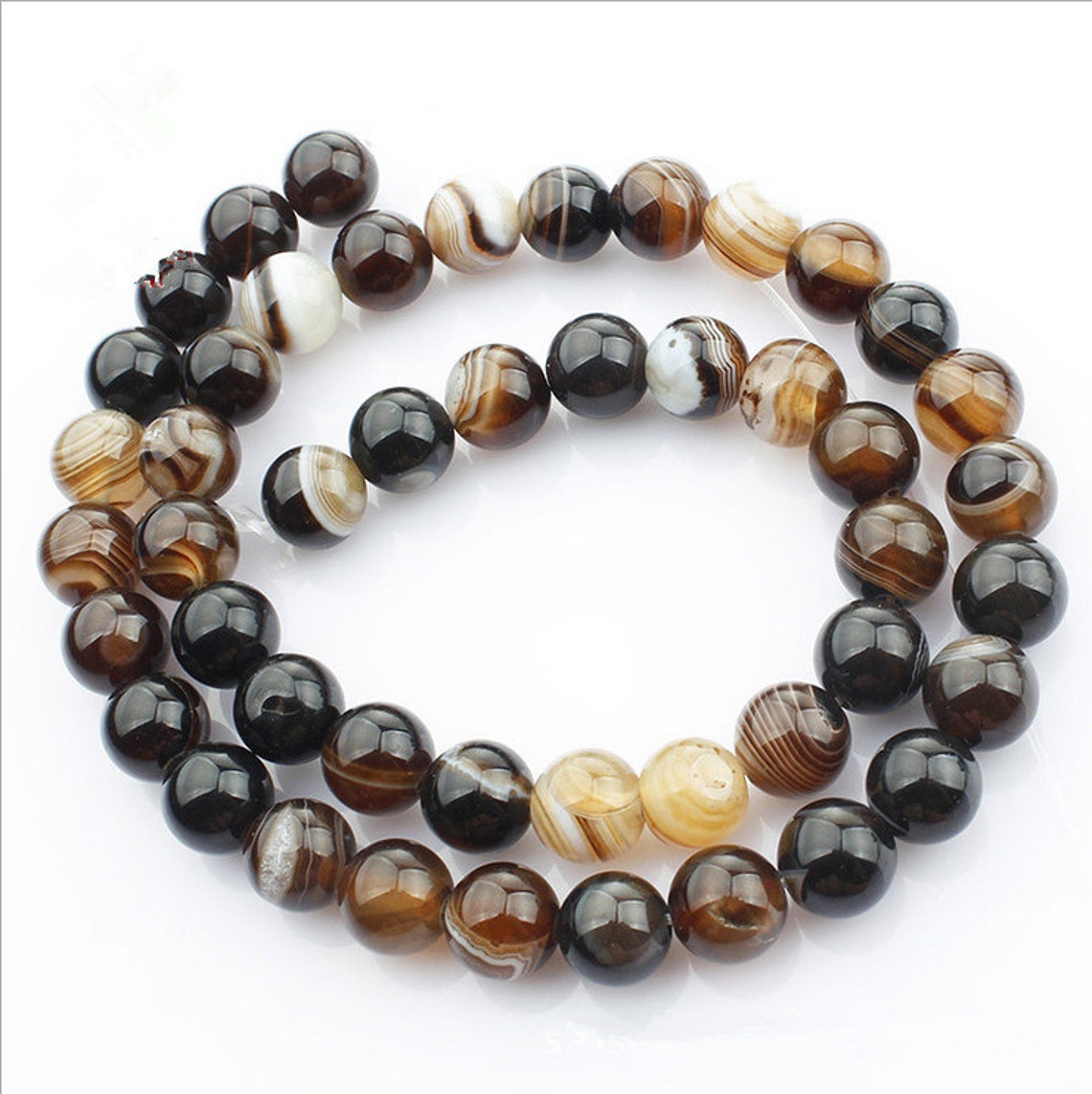 Brown Banded Agate Round Ball Loose Gemstone Beads Strand - Etsy