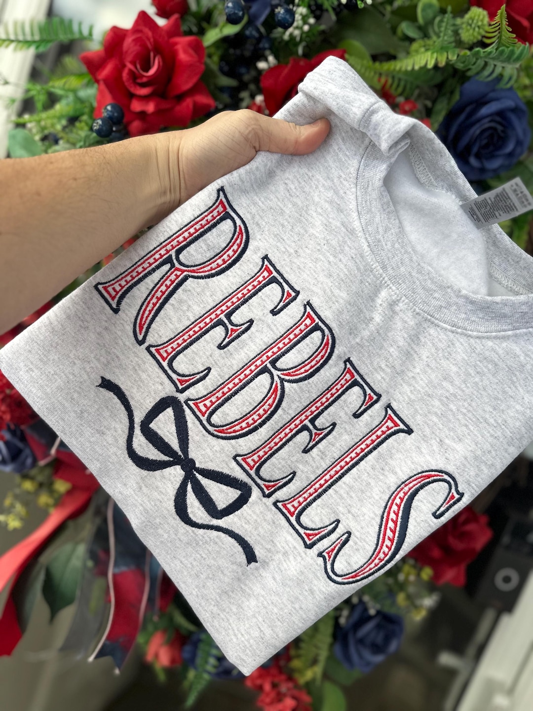 Custom Embroidered Sweatshirt With Side Bows | Mascot | Sports Teams ...