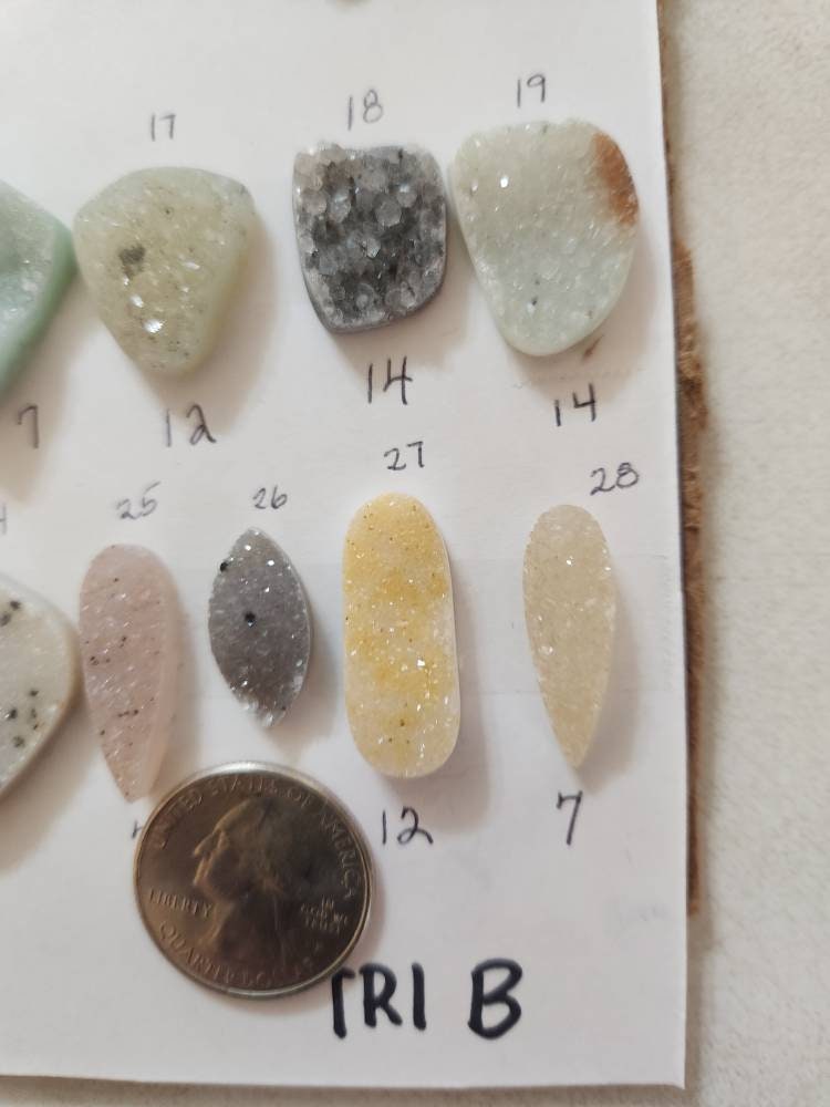 Board Trib Drusy Druzy Pair and Singles Side Cut and - Etsy
