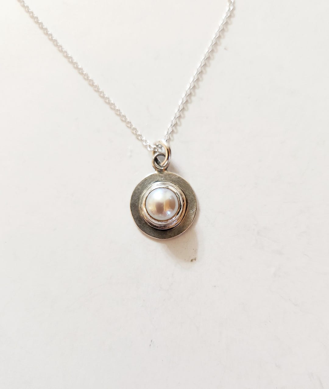 Chelle' Rawlsky Sterling Silver Button Pearl Necklace DAINTY 925 CHAIN ...