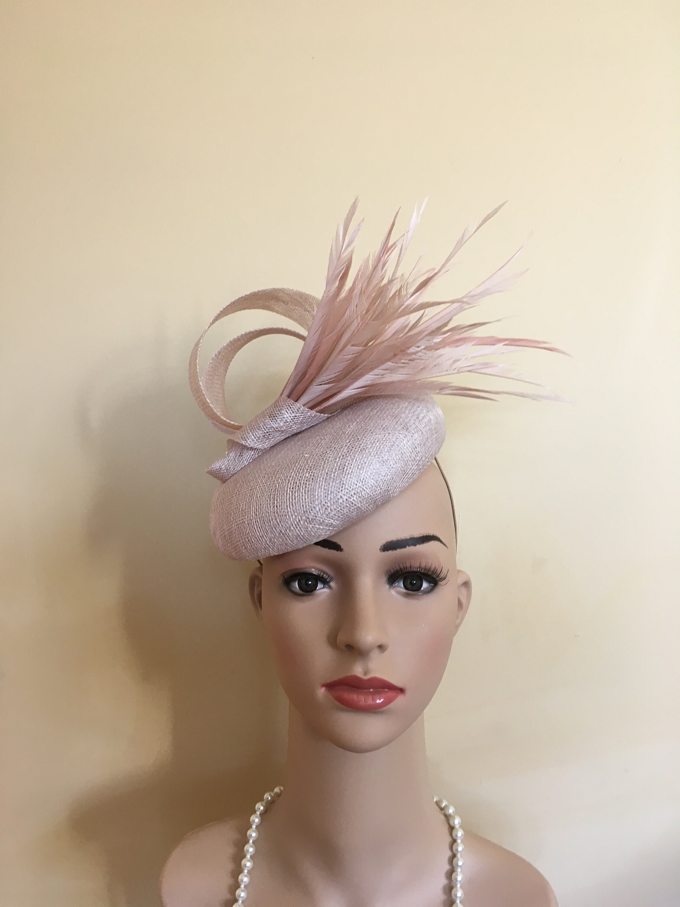 Beige Wedding Hat Beige Hat Beige Ascot Hat Beige Pillbox Hat | Etsy UK