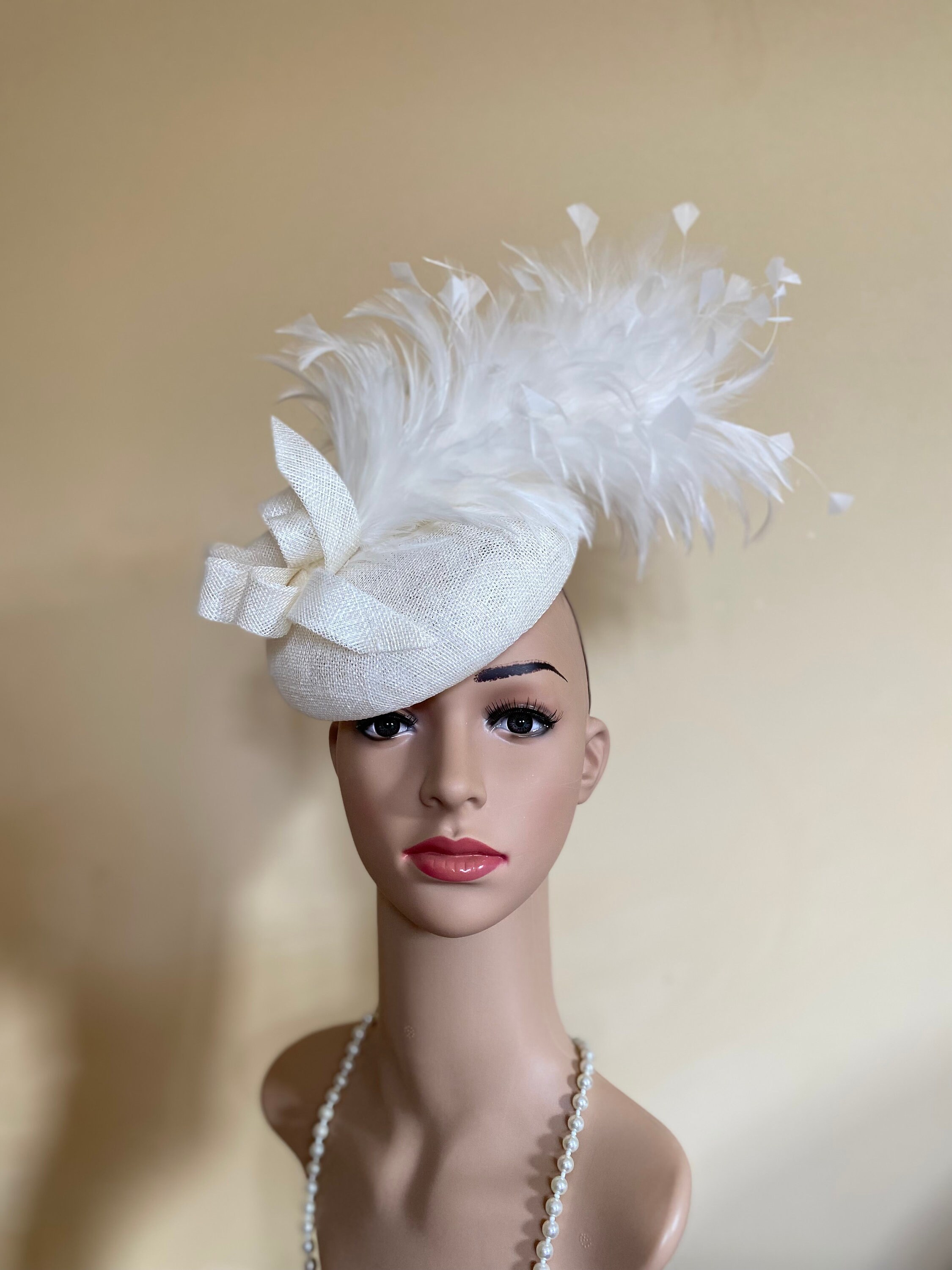 Ivory Ascot Hat Ivory Fascinator Ivory Wedding Hat Wedding Fascinator ...