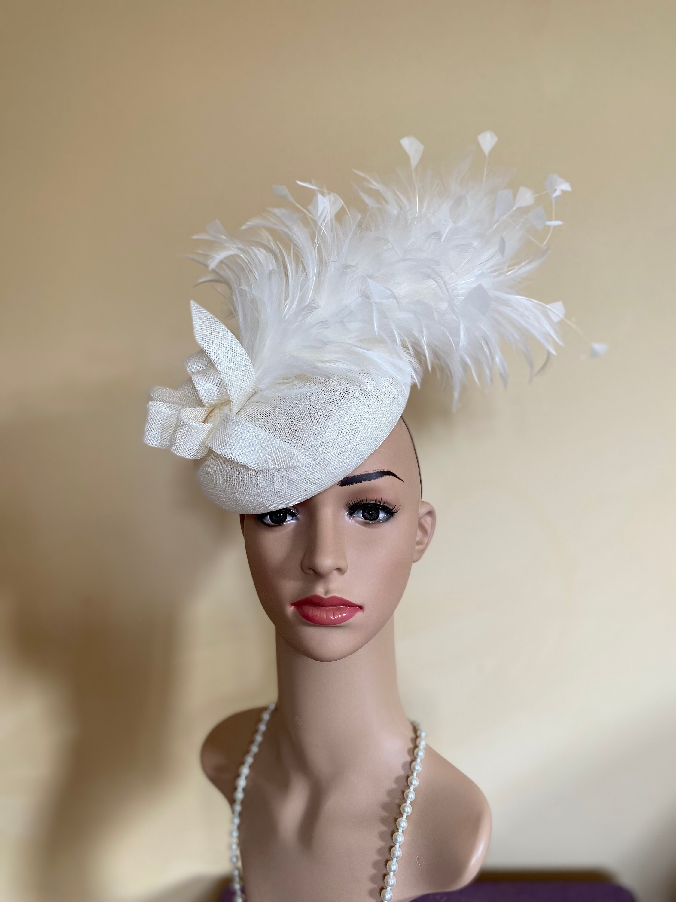 Ivory Ascot Hat Ivory Fascinator Ivory Wedding Hat Wedding Fascinator ...